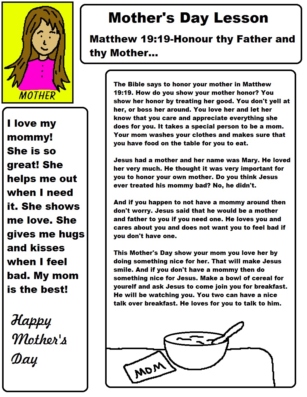 Mother s Day Sunday School Lesson